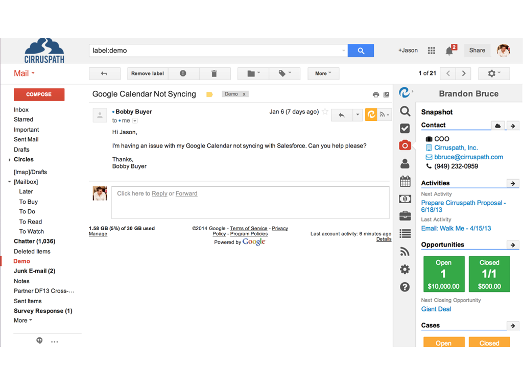 Cirrus Insight App Integration with Zendesk Support