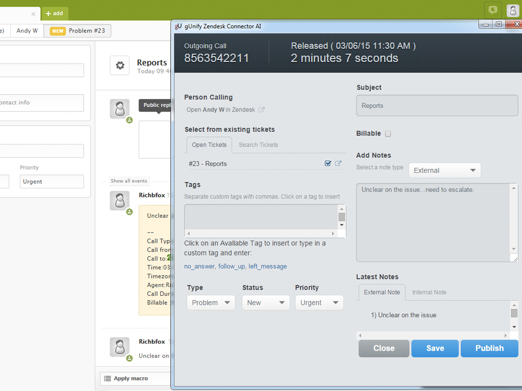 Evolved Call Center App Integration with Zendesk Support