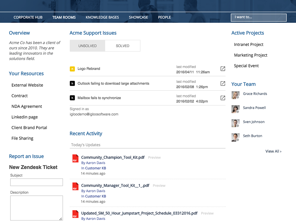 Igloo App Integration with Zendesk Support